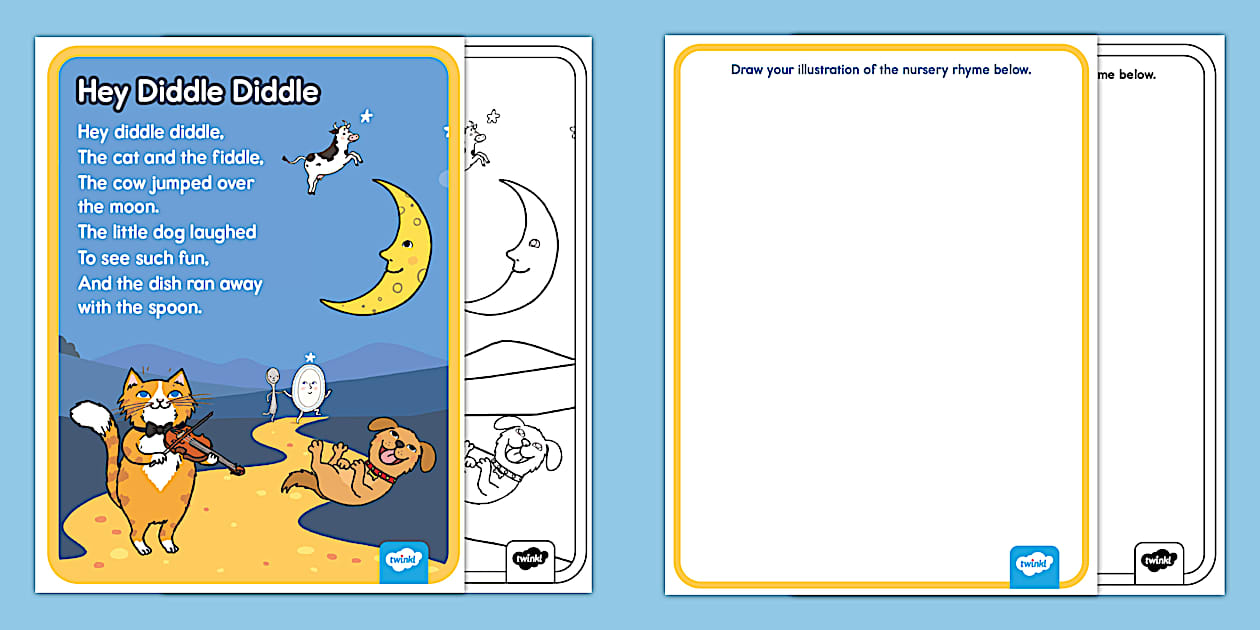 Hey Diddle Diddle Illustration Worksheet (teacher made)