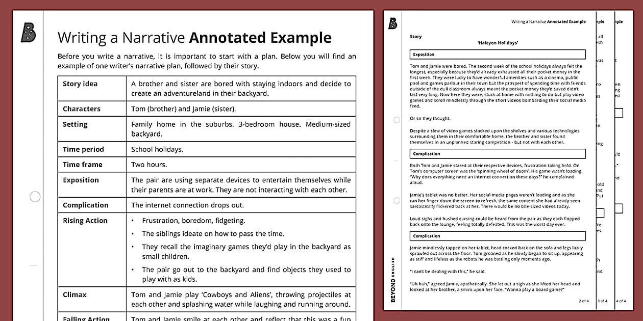 Writing a Narrative - Annotated Example (teacher made)