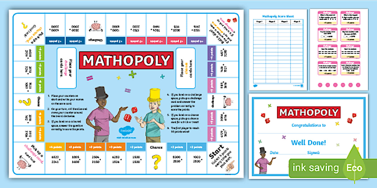 4-Digit Addition Mathopoly Board Game | Years 5&6 Maths
