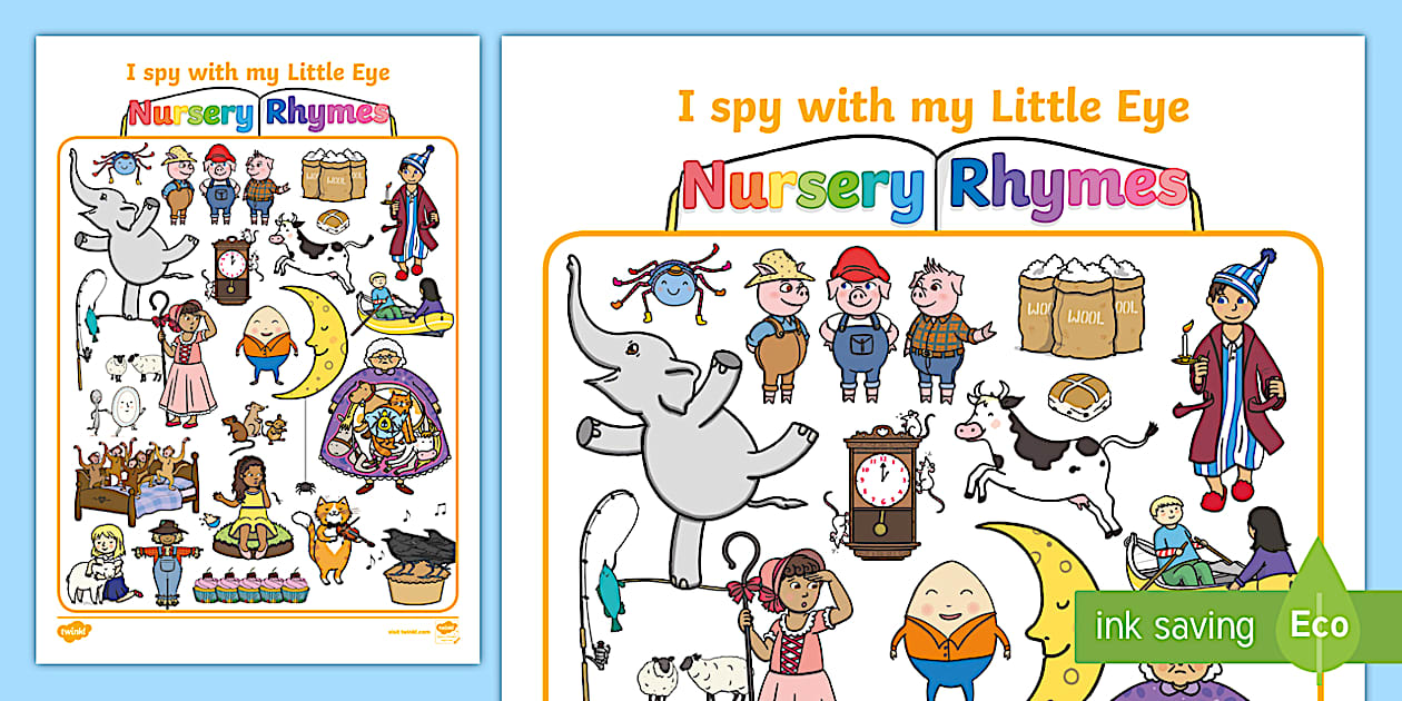 Cursive Nursery Rhyme Themed I Spy with My Little Eye Activity