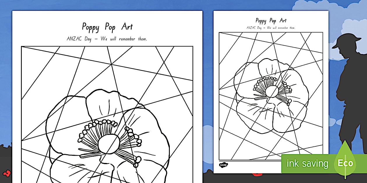 Anzac Poppy Pop Art Worksheet / Worksheet - Twinkl