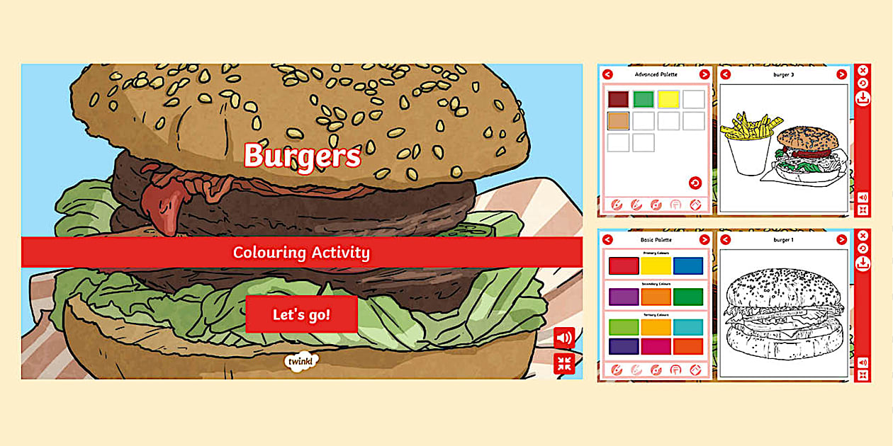 Burgers Interactive Colouring Activity (teacher made)