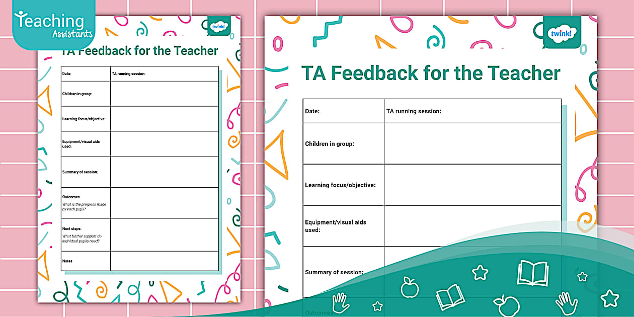 TA Feedback for the Teacher | Confetti (teacher made)