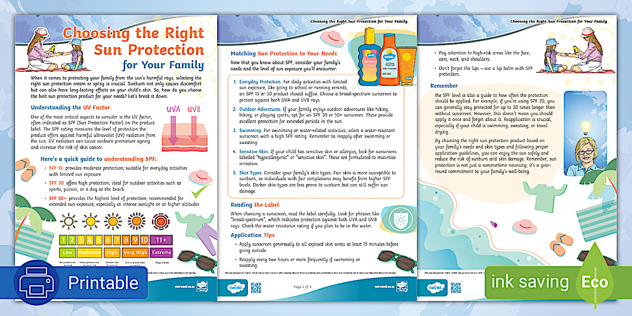 Choosing the Sun Protection for Your Family -for Parents