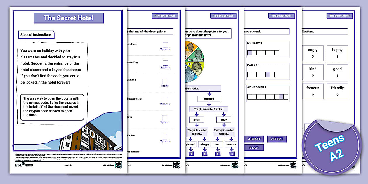 Printable Escape Room: Personality Adjectives [Teens, A2]