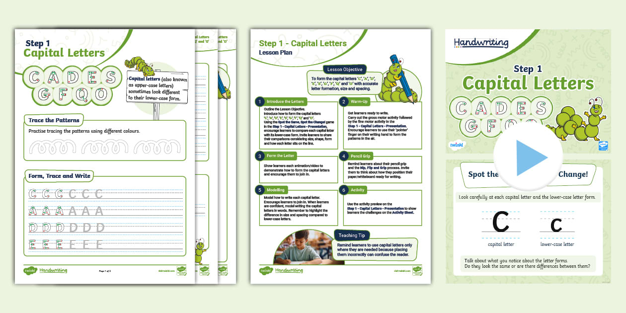 Twinkl Handwriting Scheme: Step 1 Caterpillar Capitals Pack
