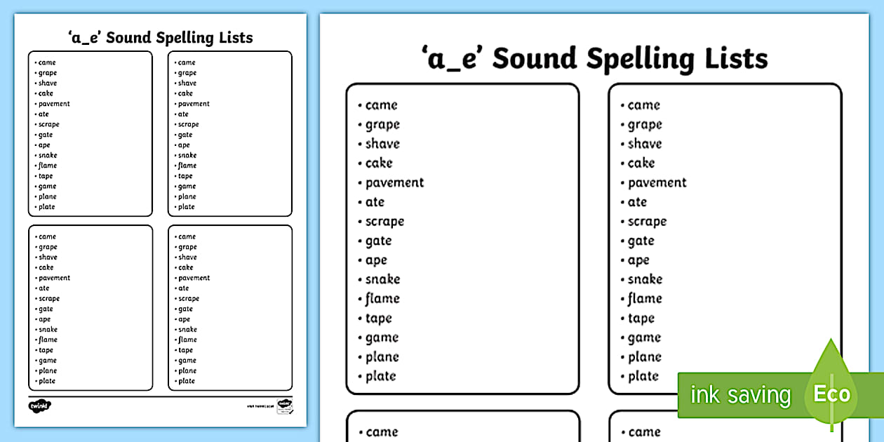 ‘a_e’ Words List | CfE First Level Resources | Twinkl