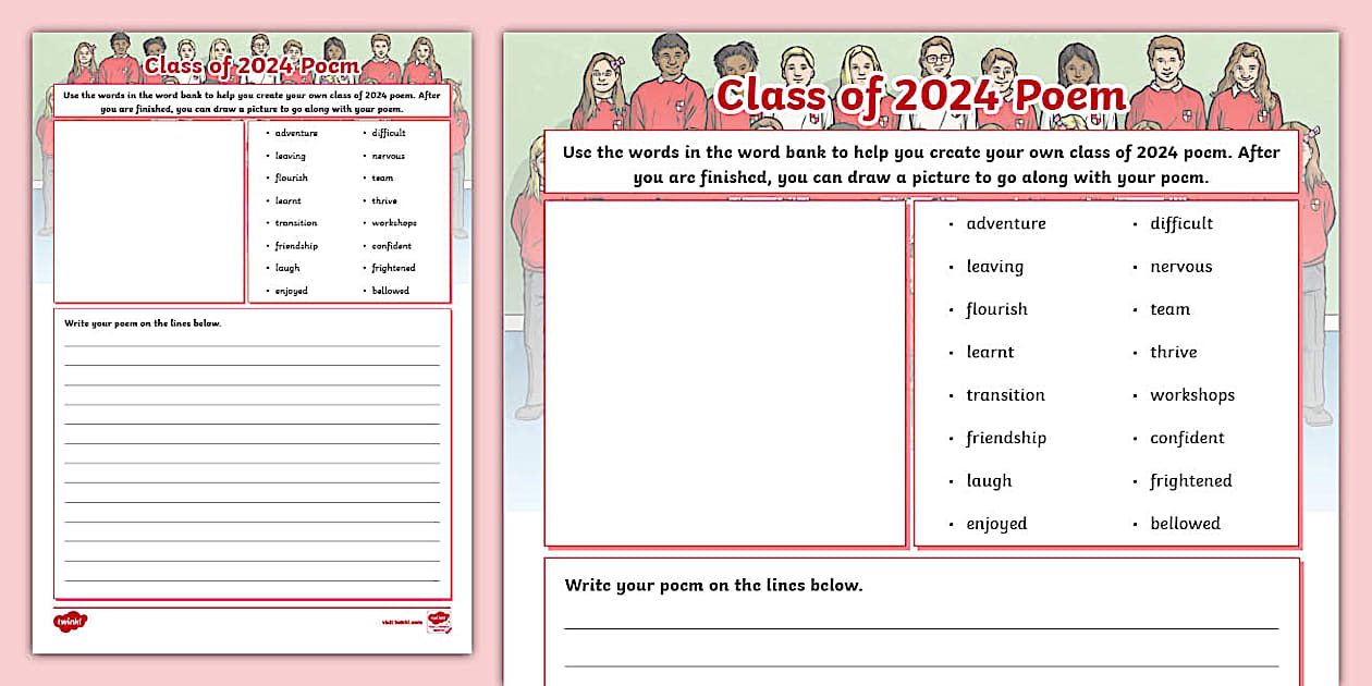 Class of 2024 Poem Writing Template (profesor hizo) - Twinkl