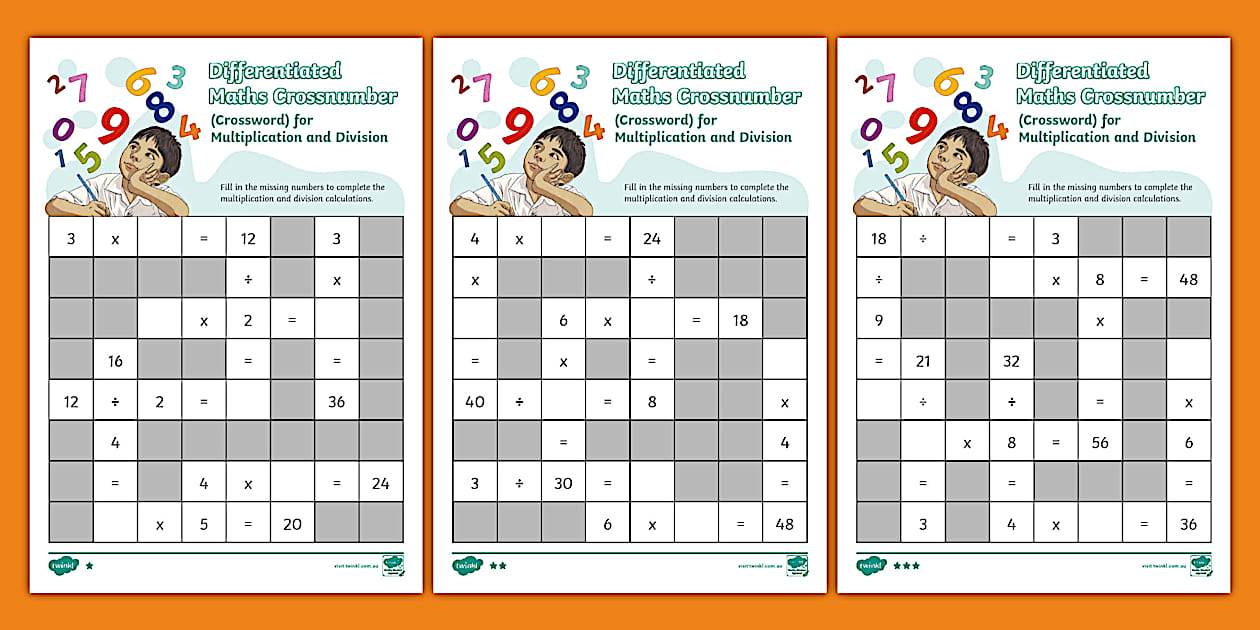 Multiplication and Division Maths Crossnumber (Crossword)