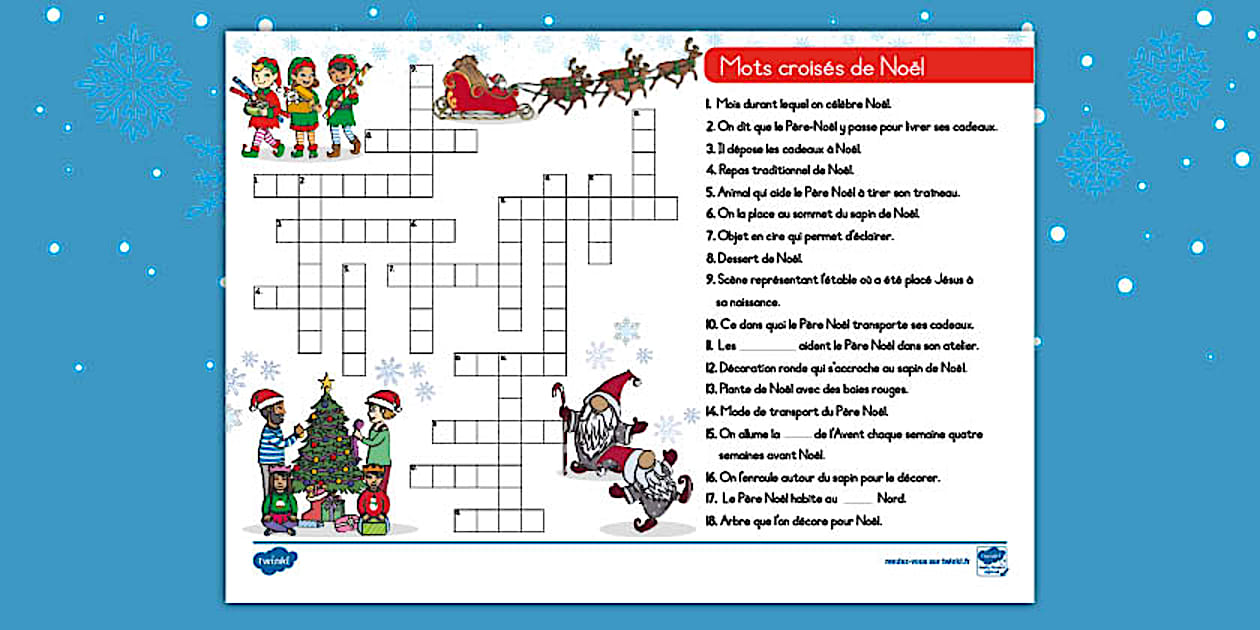 Mots croisés de Noël pour cycle 2 (teacher made) - Twinkl