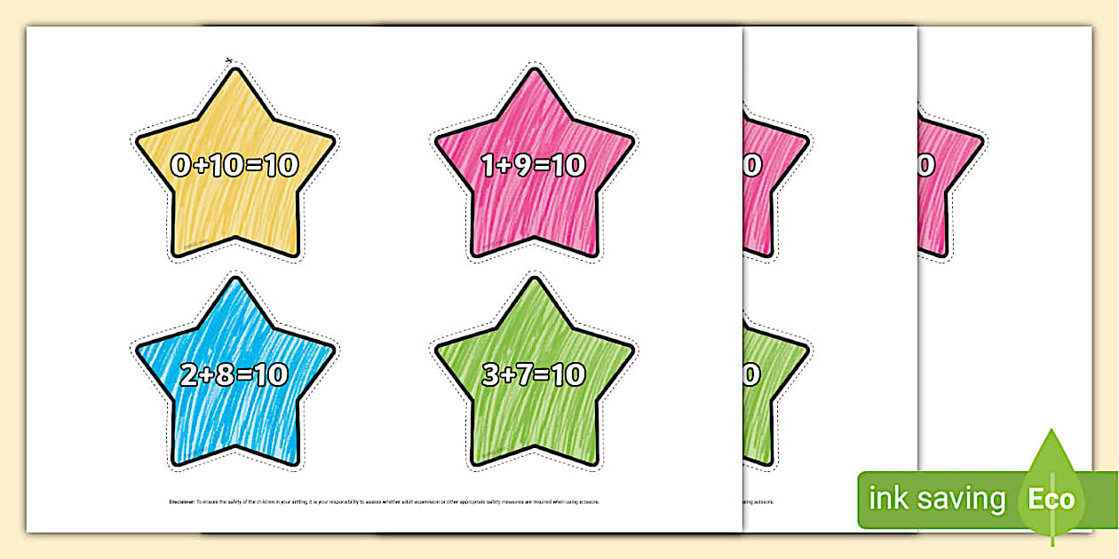 👉 Star Number Bonds to 10 Display Cut-Outs (teacher made)