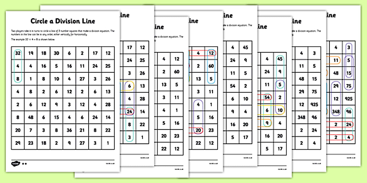 Grade 4 Colour the Division Equation Game Sheets - Twinkl