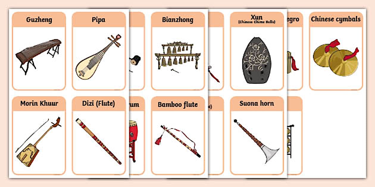 Traditional Chinese Musical Instruments Flashcards - Twinkl