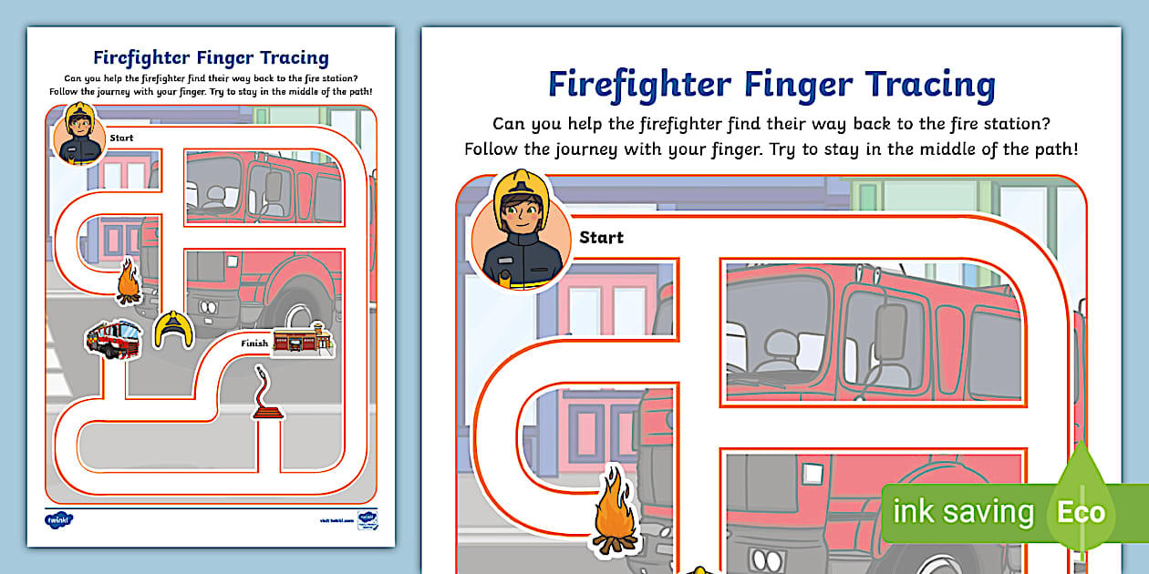 Firefighter Finger Tracing Activity (teacher made) - Twinkl