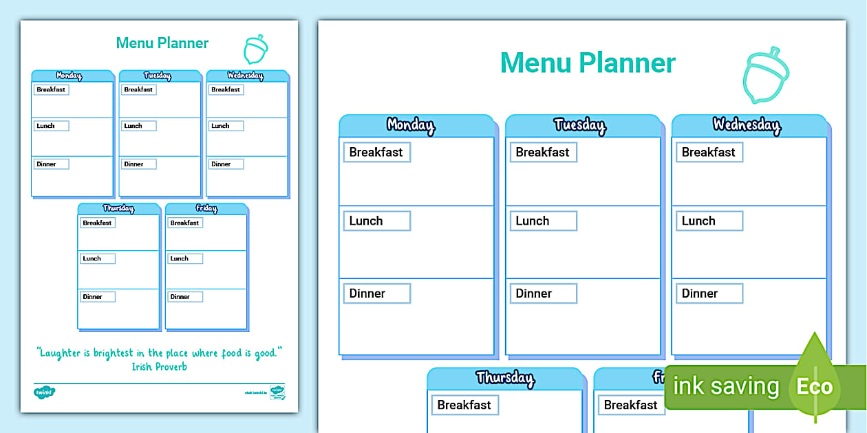Early Years Meal Planner (teacher made) - Twinkl