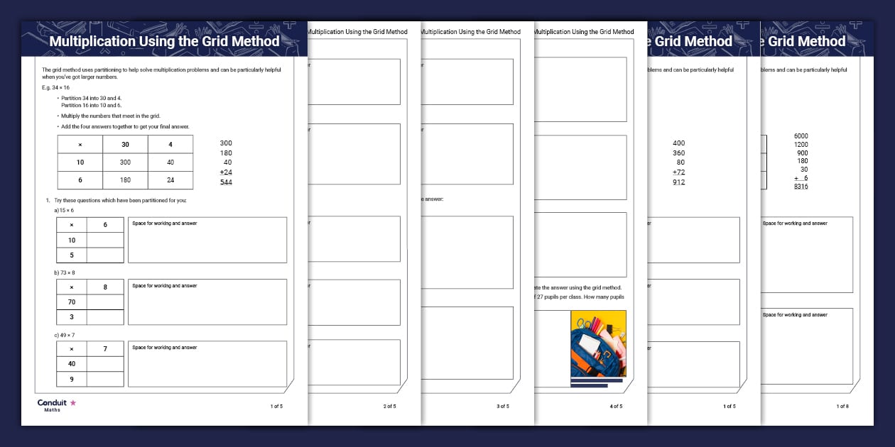 Differentiated Multiplication Using the Grid Method - Twinkl