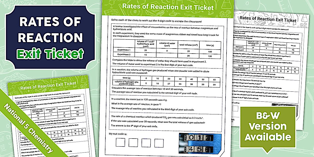 Rates of Reaction Exit Ticket