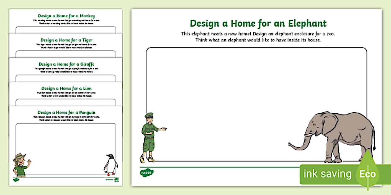 Design a Home for Zoo Animals Worksheets (teacher made)