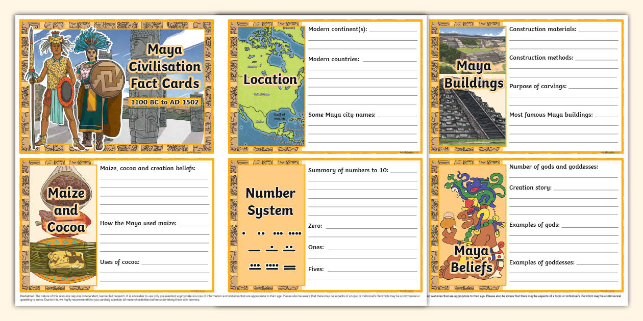Maya Civilisation Fact Cards Templates - Twinkl