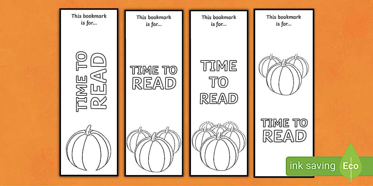 Printable Pumpkin Bookmarks to Colour | Reading Tools