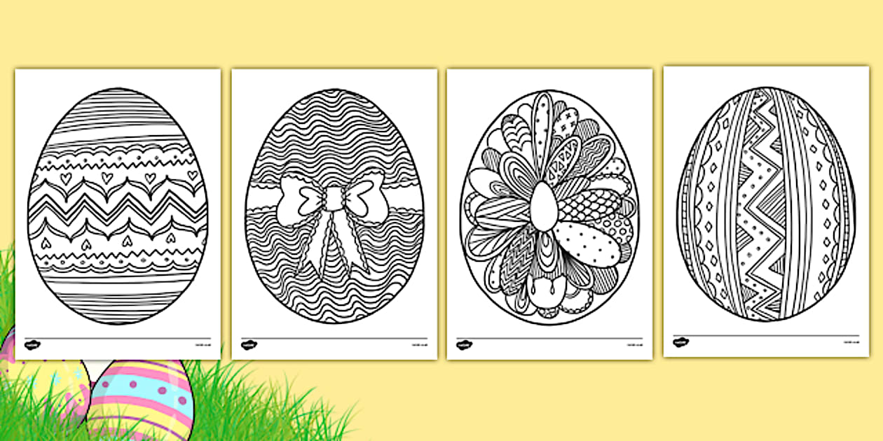 Adult Coloring Mindfulness Easter Egg Sheets (Teacher-Made)