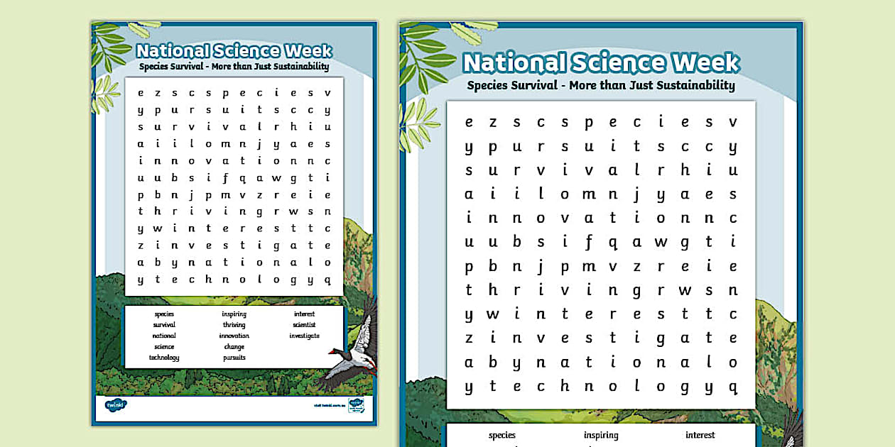 National Science Week - Species Survival Word Search