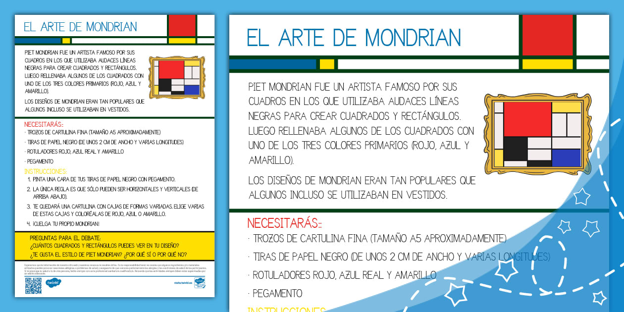Ficha de actividad: El arte de Mondrian - Twinkl