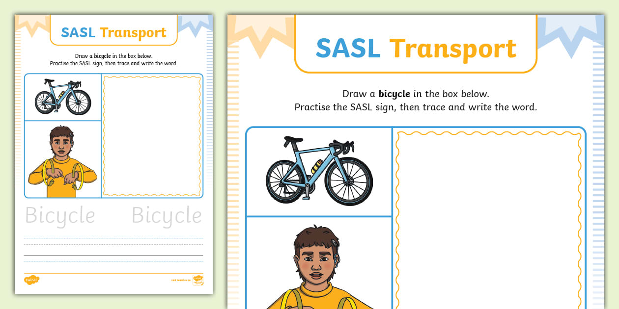 Draw, Sign and Write: SASL Bicycle Activity (teacher made)