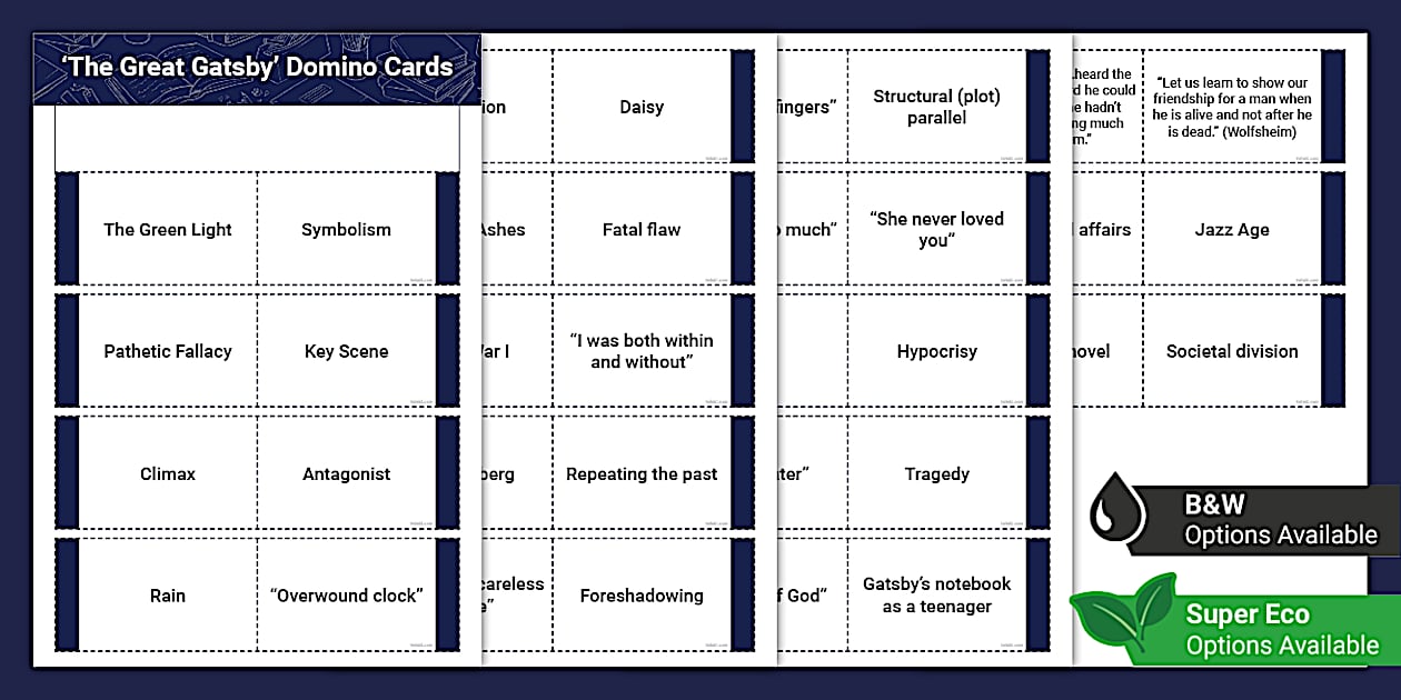 The Great Gatsby Domino Cards (teacher made) - Twinkl