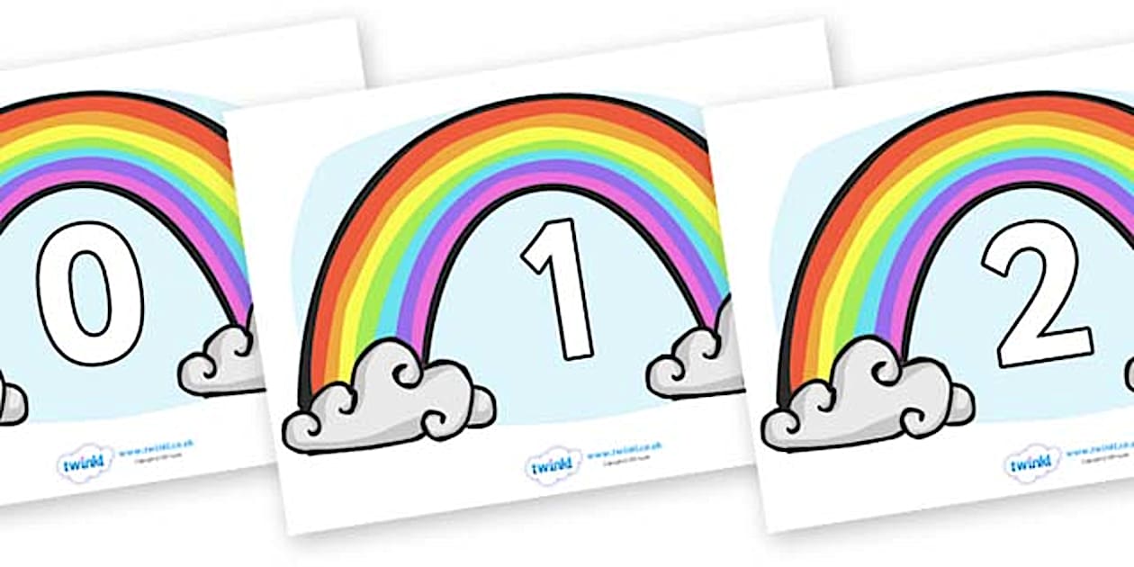 Numbers 0-31 on Rainbows (Teacher-Made) - Twinkl