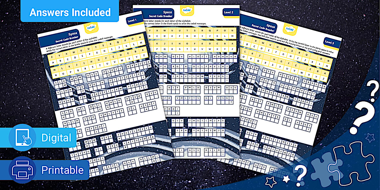 Space Symbols Code Breaking Puzzle - Twinkl Puzzled - Twinkl