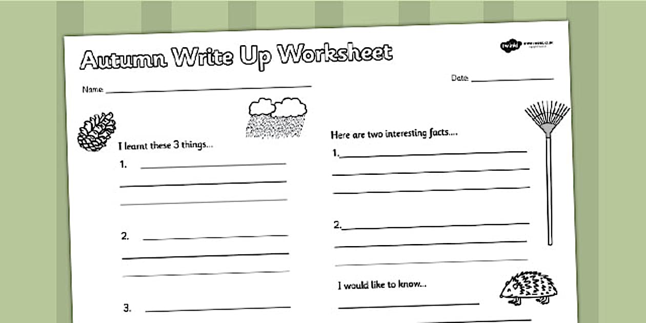 Autumn Write Up Worksheet (Lehrer gemacht) - Twinkl