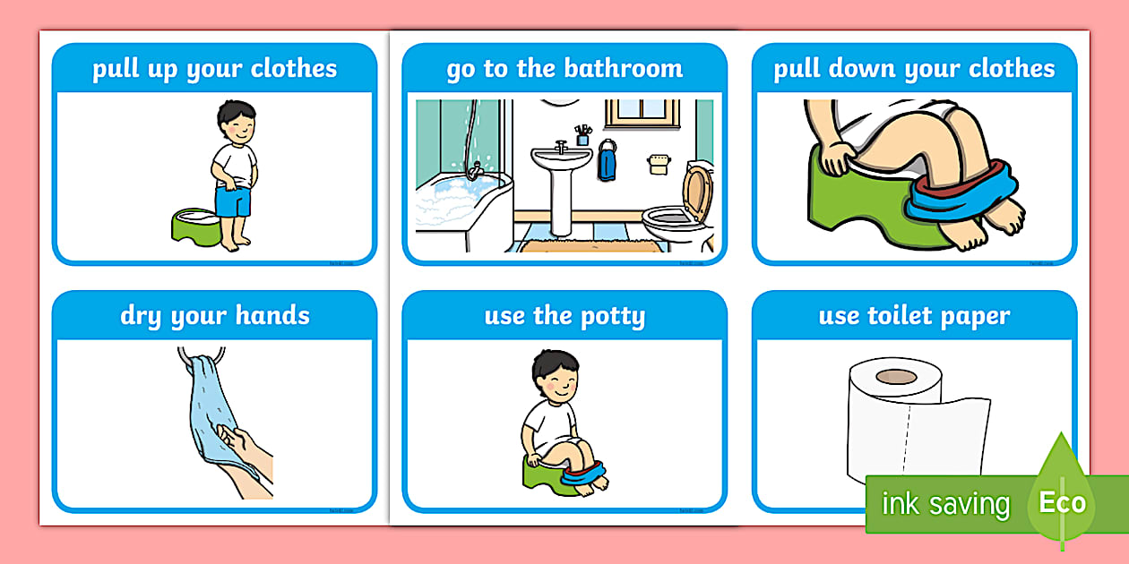Black and White Potty Training at Home Sequencing Cards