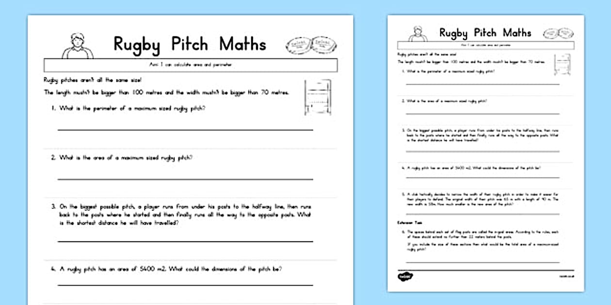 Rugby Pitch Maths (teacher made) - Twinkl