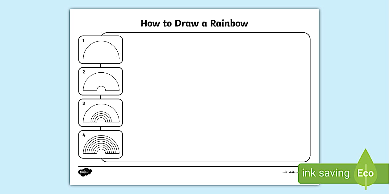 How to Draw a Rainbow Easy Worksheet | How to Draw a Rainbow