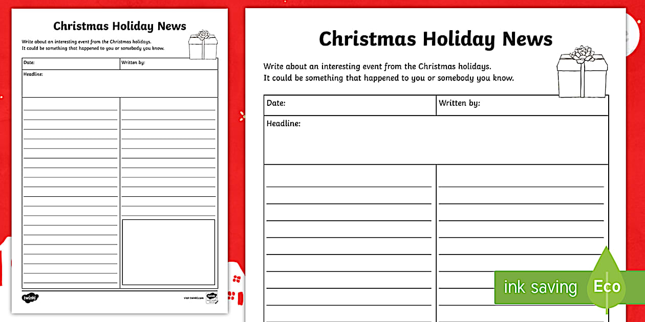Christmas Recount News Article Activity – Teaching Resource