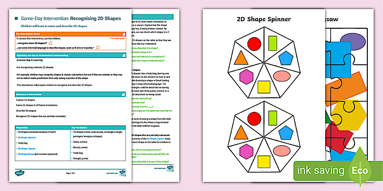 👉 Y1 Maths Same-Day Intervention Plan: Recognising 2D Shapes