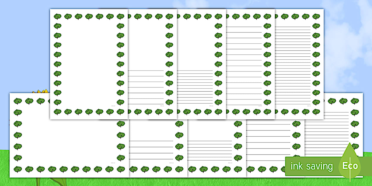 Editable Summer Tree Page Border Pack English/Afrikaans