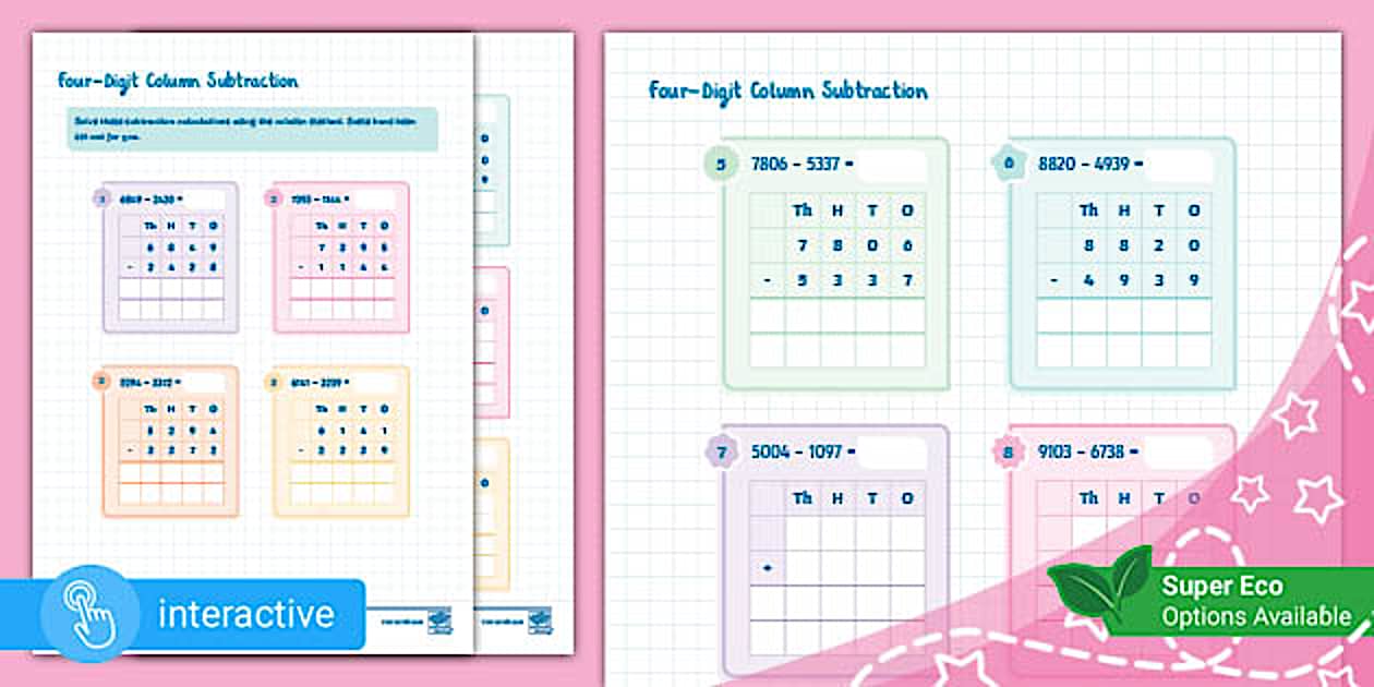 👉 Four-Digit Column Subtraction (Ages 8 - 9) - Twinkl