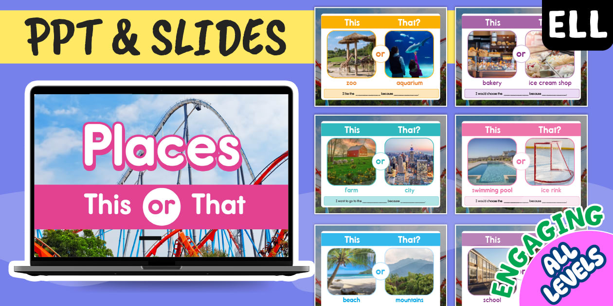 Places This or That PowerPoint & Google Slides Game for ELL
