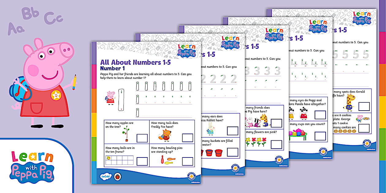 FREE! - Peppa Pig: All About Numbers 1-5 Worksheet - Twinkl