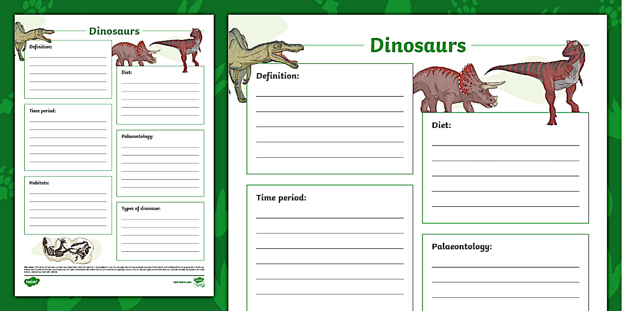 Dinosaur Fact File Template (teacher made) - Twinkl