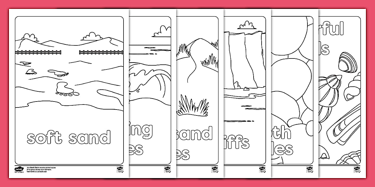 Originals First Words Picture and Word Colouring Pages: Seaside