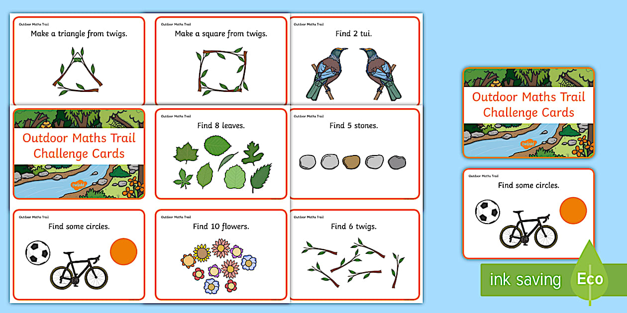Editable Outdoor Maths Trail Cards (teacher made) - Twinkl