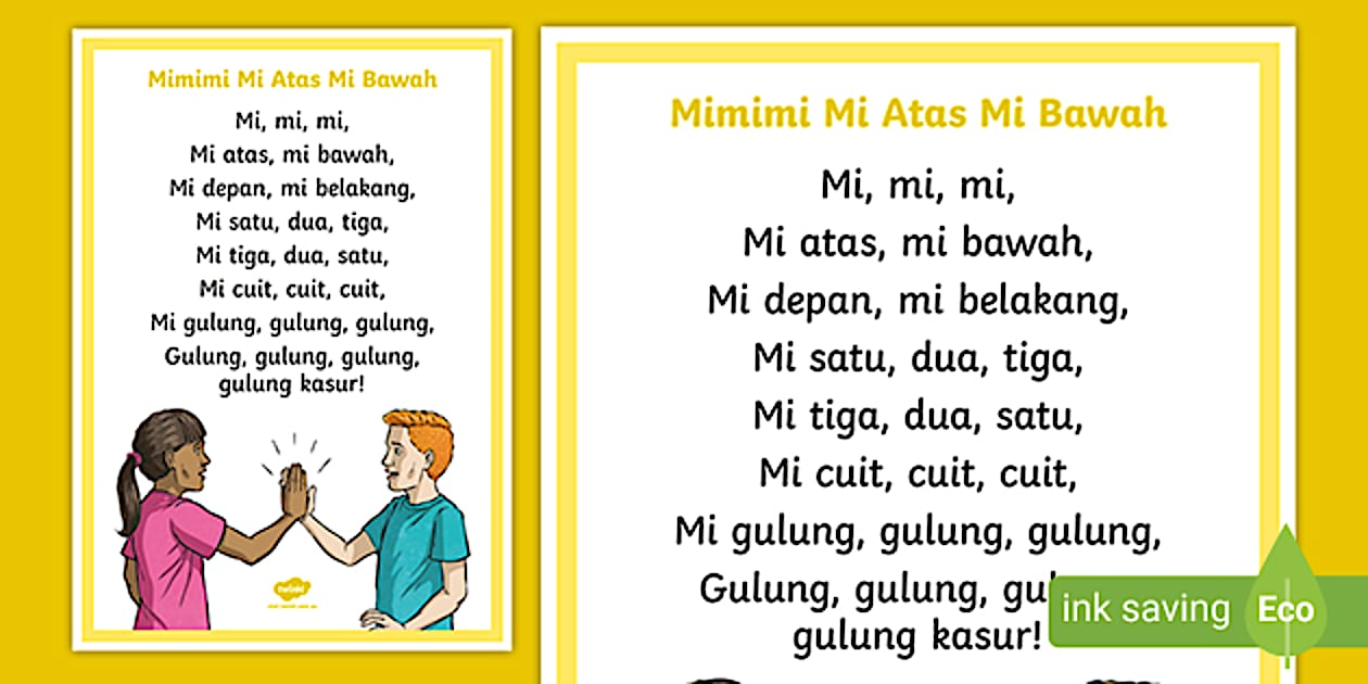 Indonesian Song: Mimimi Poster (teacher made) - Twinkl