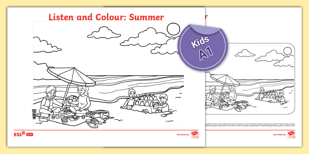 Twinkl ESL Summer Colouring Activity (teacher made) - Twinkl