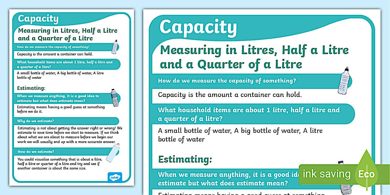 Estimating and Measuing in Capacity Poster (teacher made)