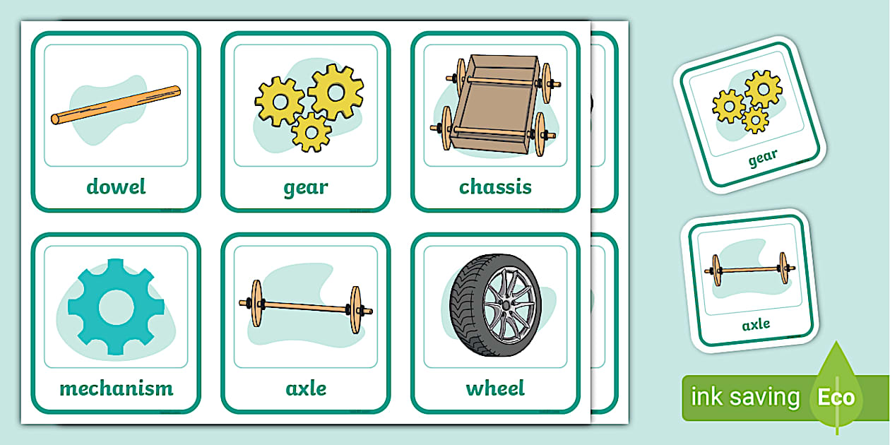 Wheels and Axles Vocabulary Cards (teacher made) - Twinkl