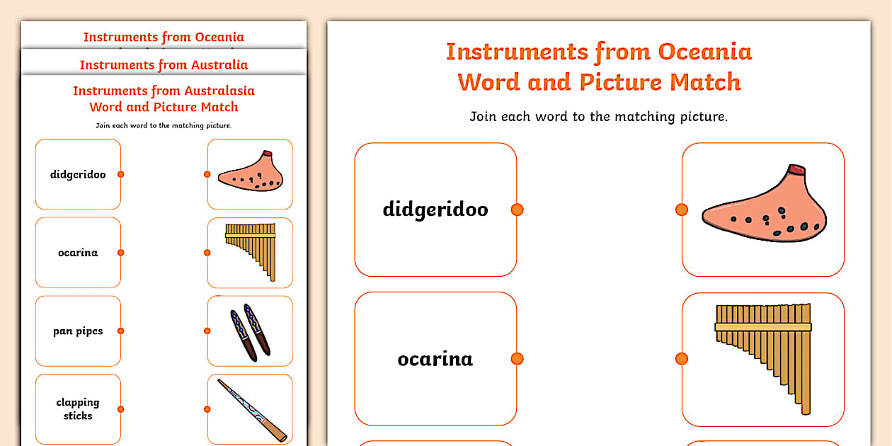 👉 Instruments from Oceania Word and Picture Match