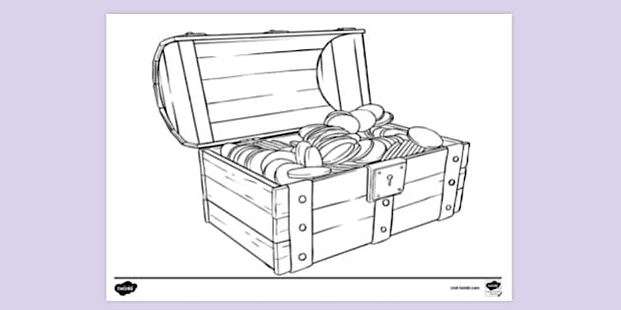 Treasure Chest Colouring Sheet | Colouring Sheet - Twinkl
